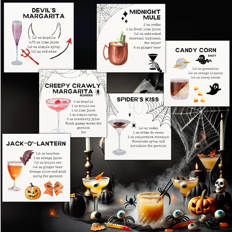 Halloween Cocktail Cards | 29 Spooky Party Recipes | Digital Prints ...