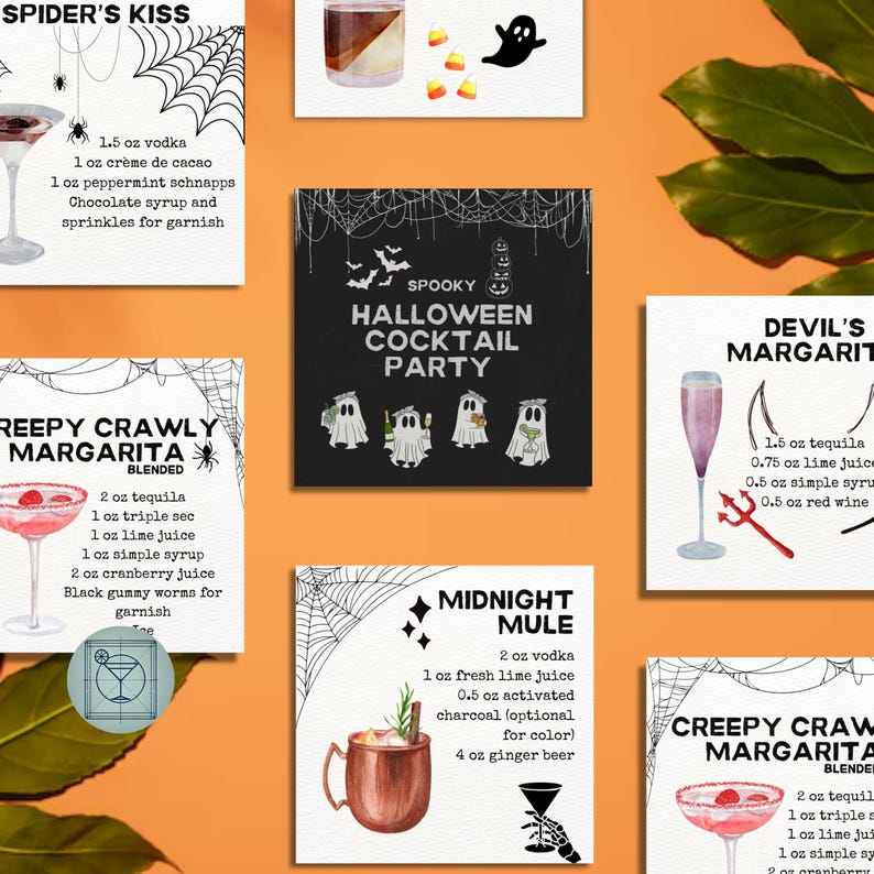 Halloween Cocktail Cards | 29 Spooky Party Recipes | Digital Prints ...