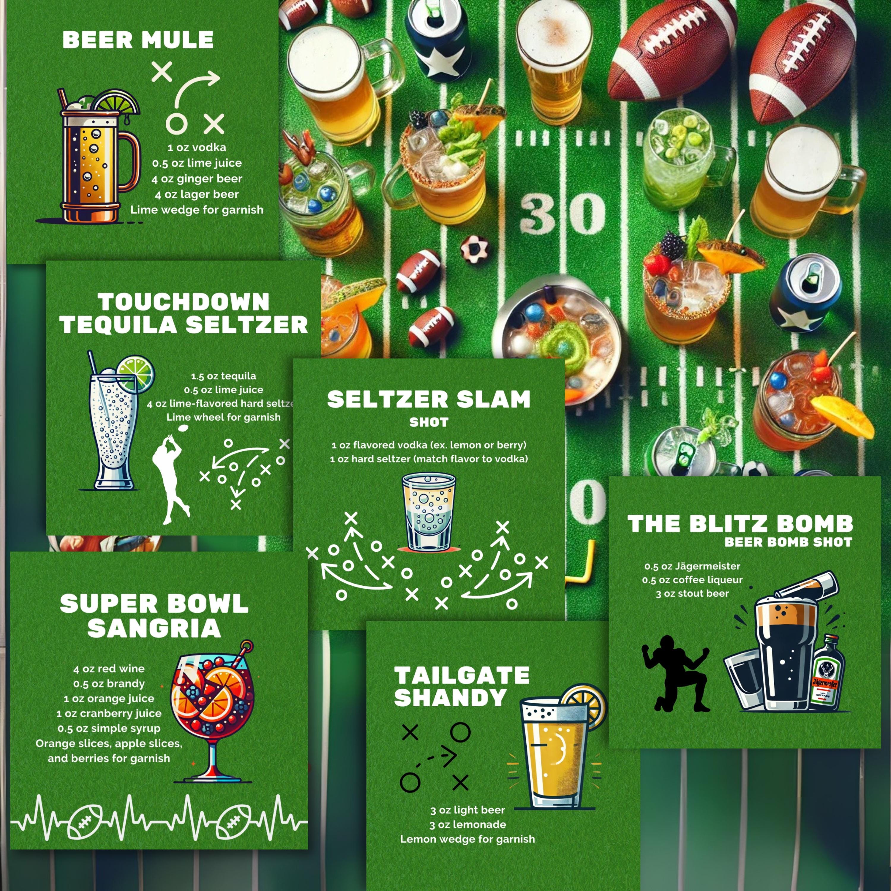 Super Bowl / Football Party Cocktail Cards | 36 Winning Recipes ...