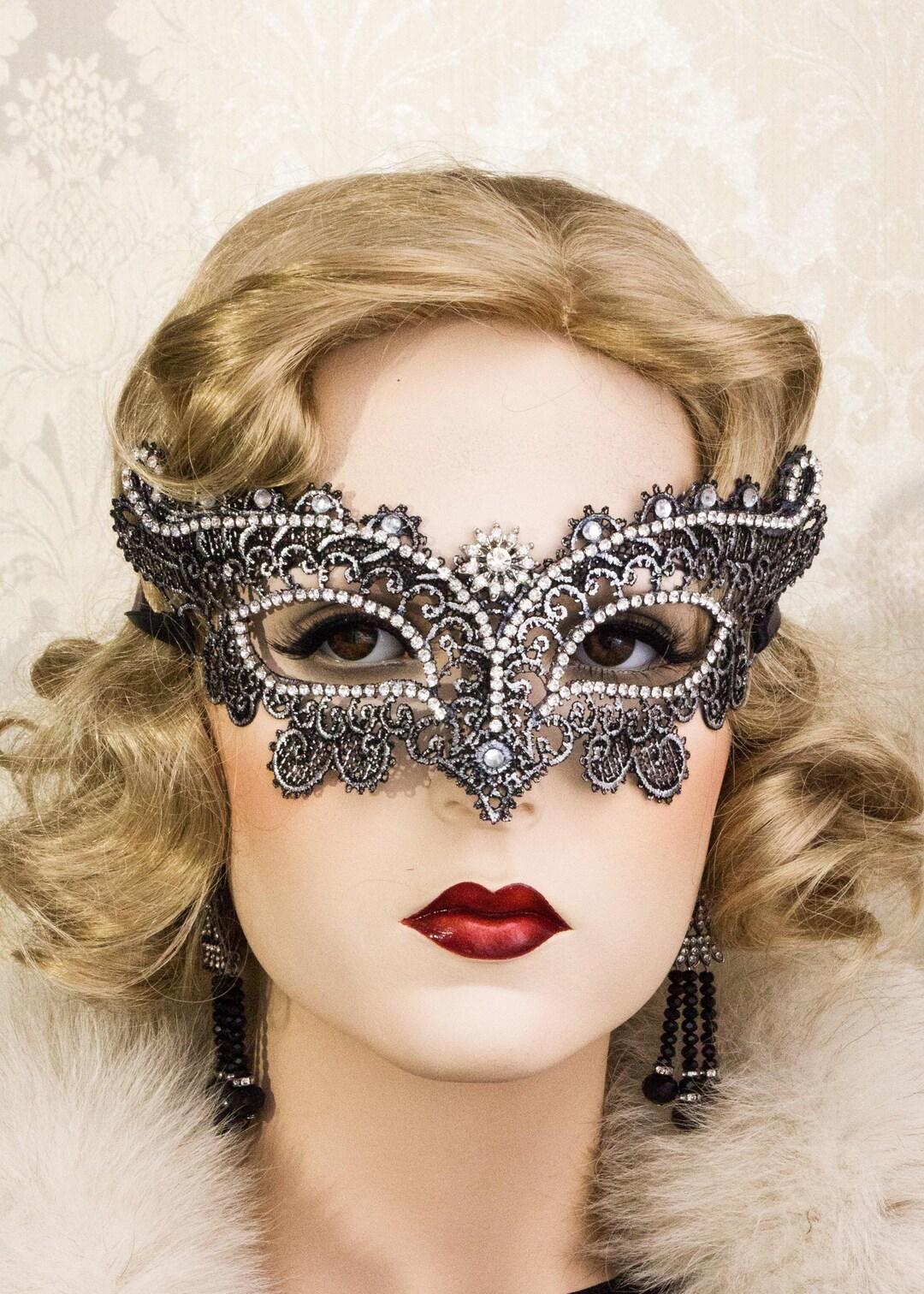 Lace Eye Mask, Vintage Costume Eye Mask, Halloween Party Cat Eyes Mask ...