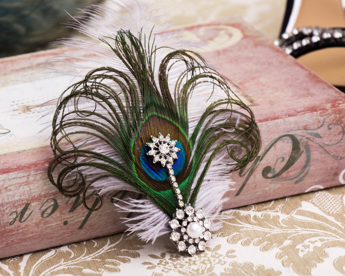 Rhinestone Feather Headband Feather Fascinator Flapper | Etsy