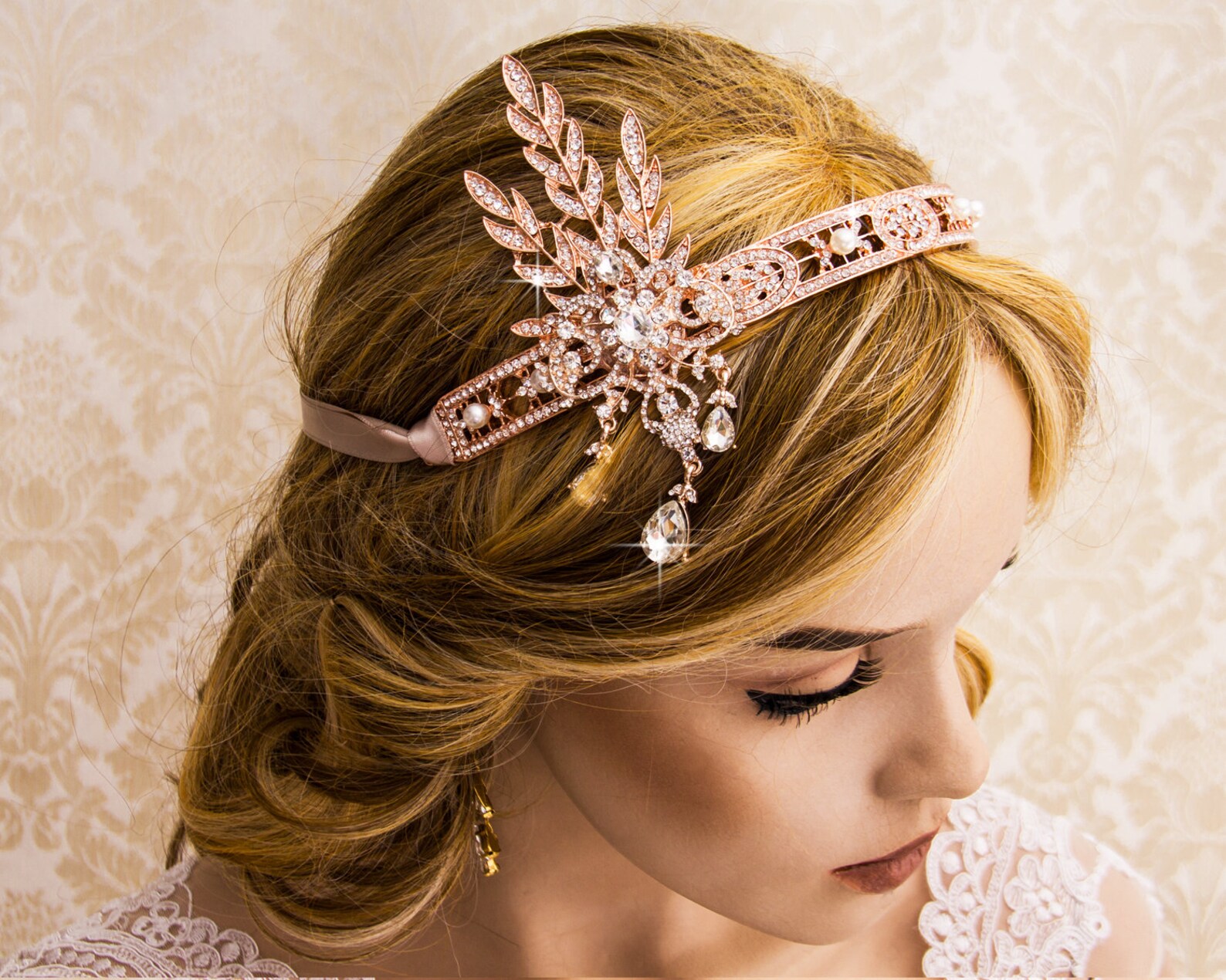 Rose Gold Retro 1920s Headpiece Wedding Bridal Headband Great | Etsy