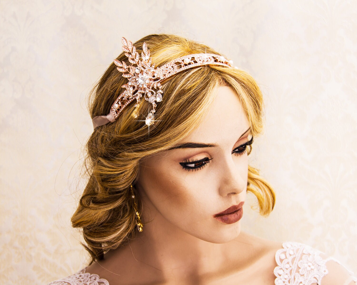 Rose Gold Retro 1920s Headpiece Wedding Bridal Headband Great | Etsy