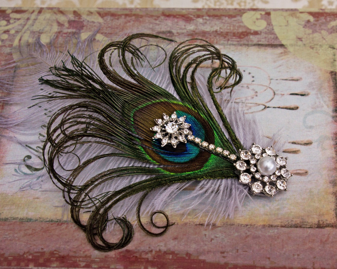Rhinestone Feather Headband Feather Fascinator Flapper - Etsy