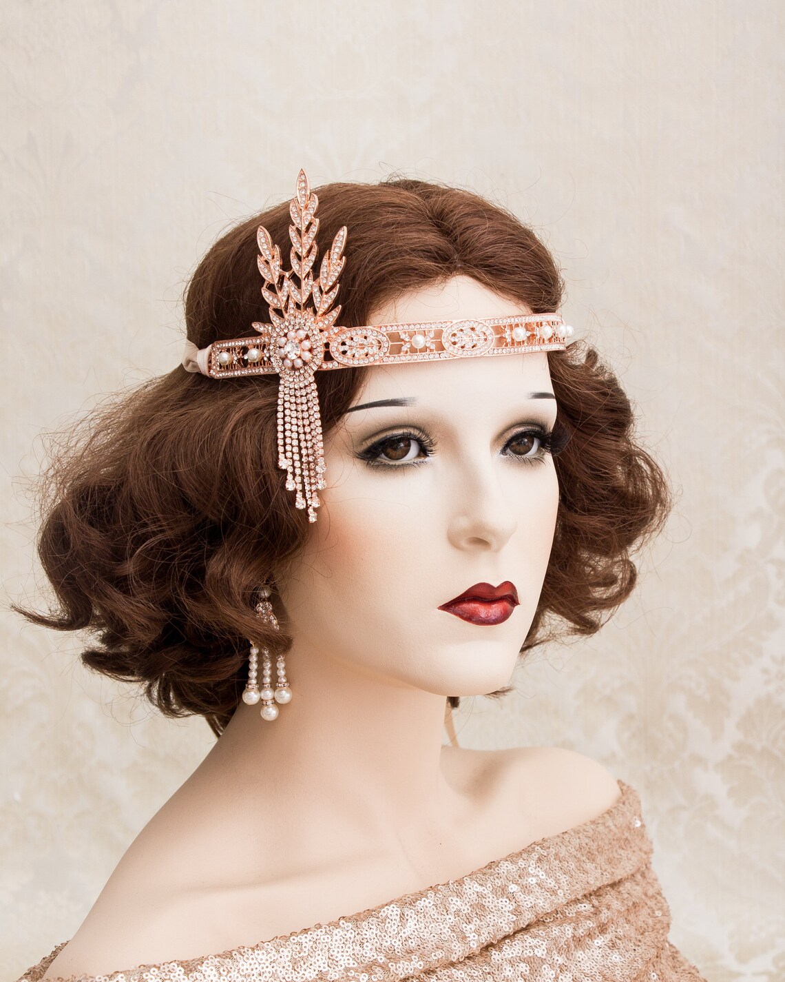 Great Gatsby Headpiece Black Great Gatsby Headband Flapper Etsy