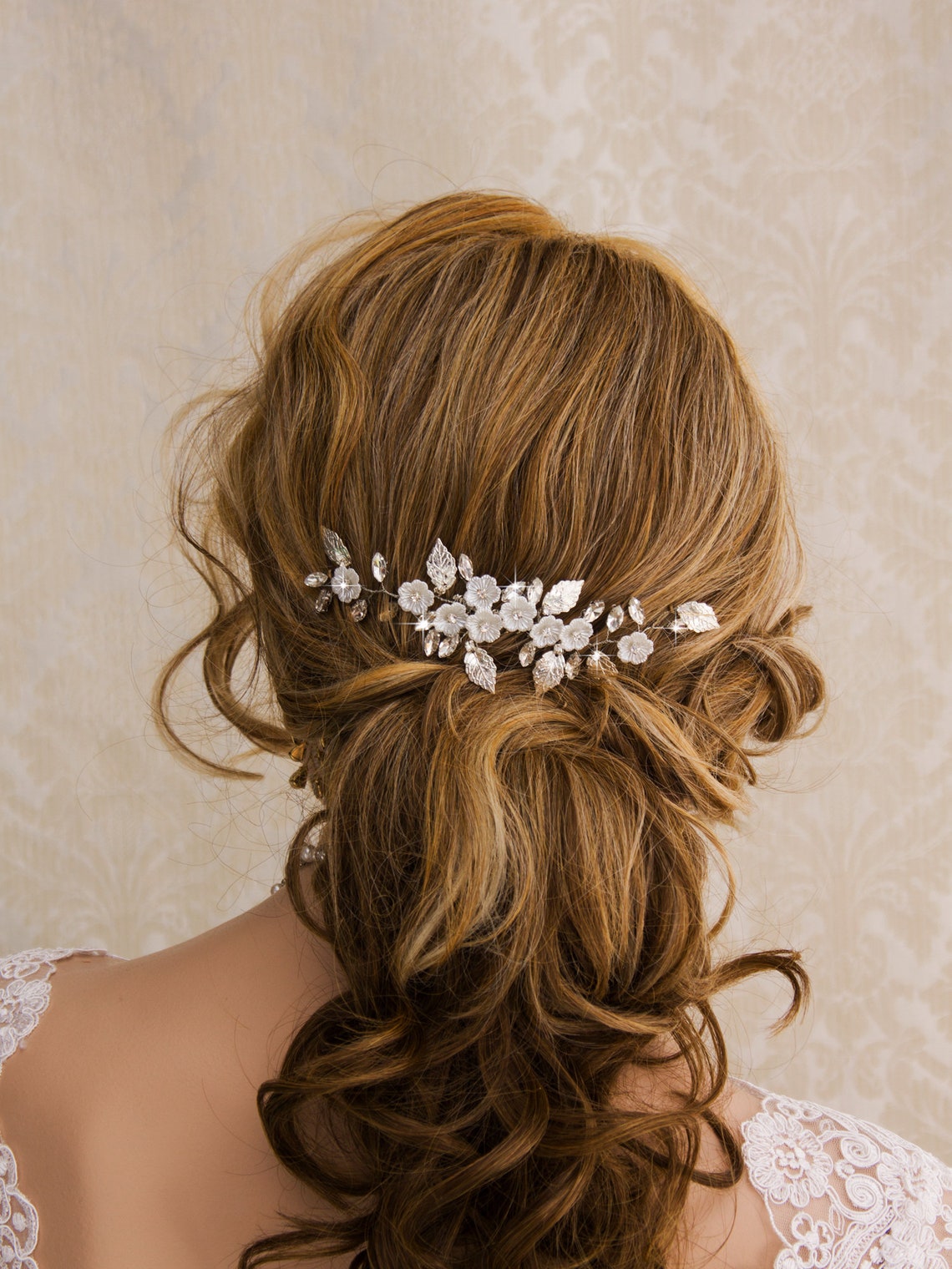 Bridal Hair Comb Floral Wedding Hair Comb Crystal Bridal Hair - Etsy