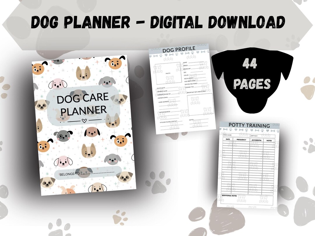 Printable Dog Care Planner, Dog Sitter Schedule , New Dog Parent Gift ...