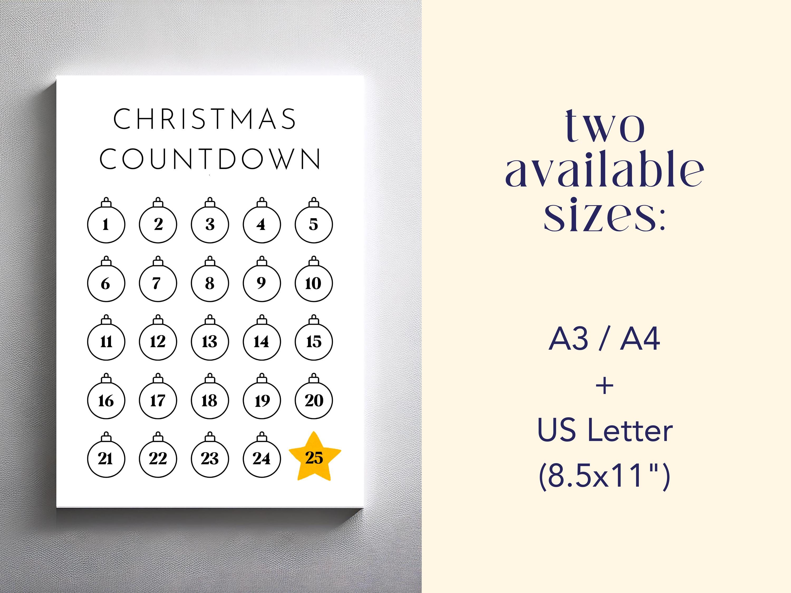 Christmas Countdown Printable Poster December Holiday Tracker for Kids ...