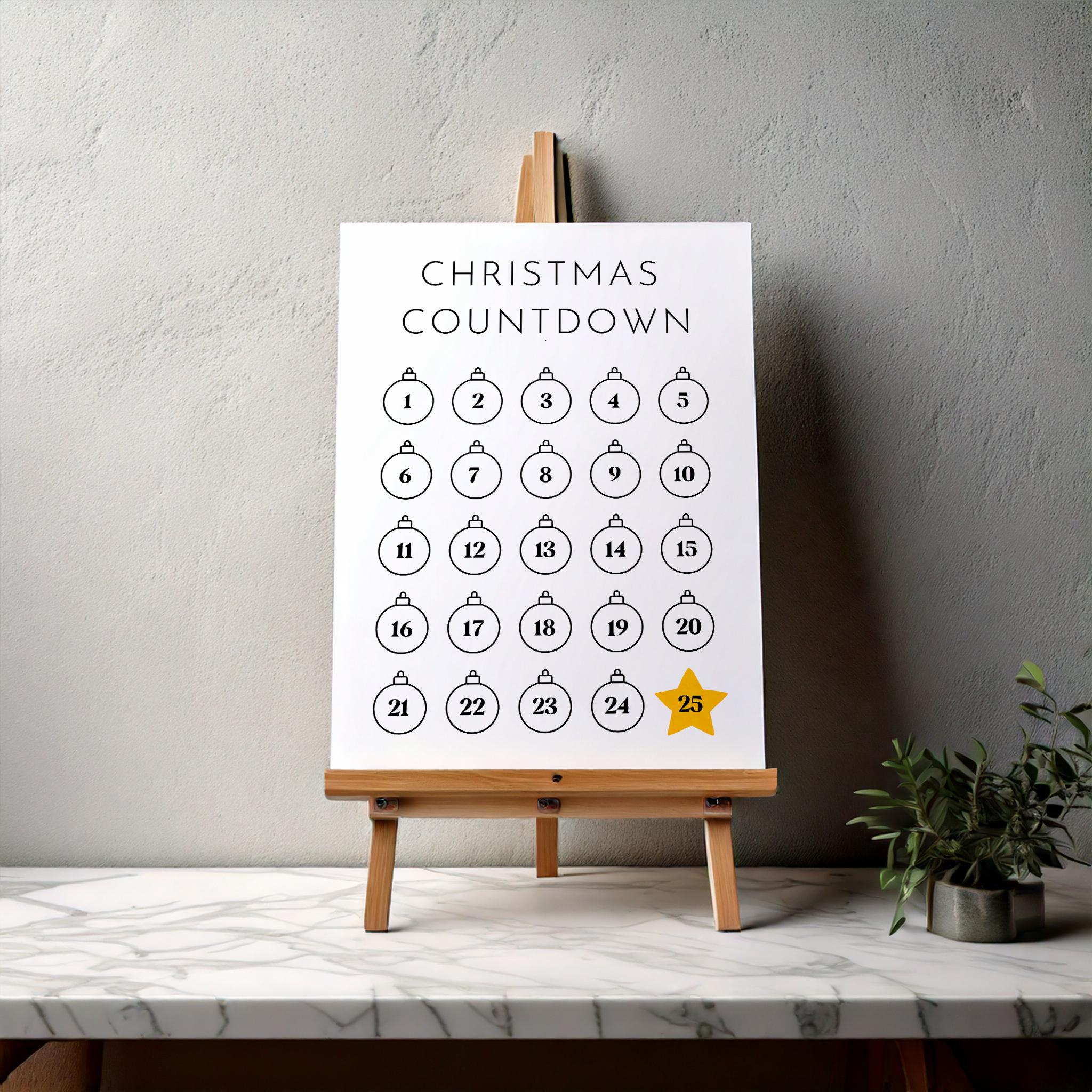 Christmas Countdown Printable Poster December Holiday Tracker for Kids ...