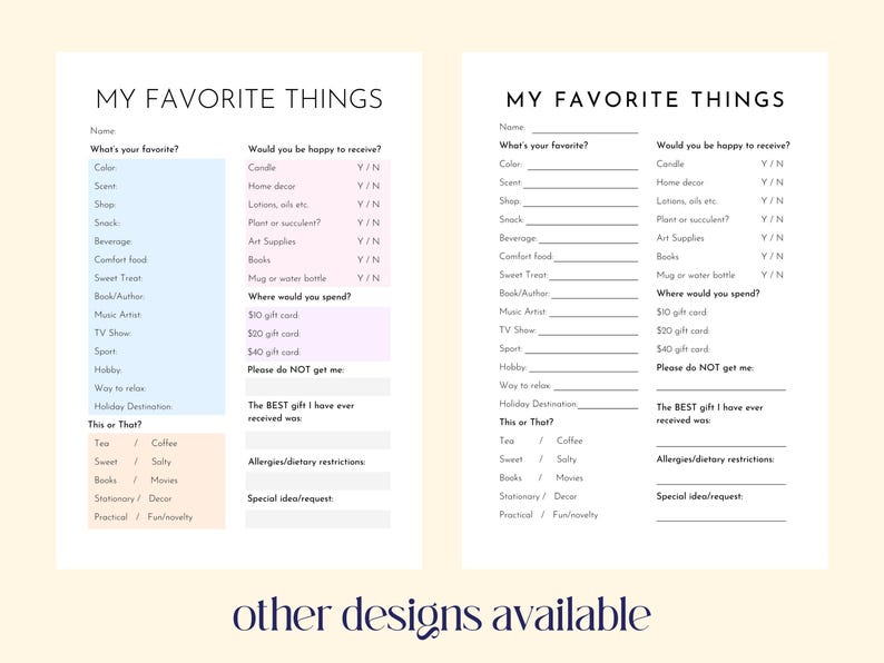 My Favorite Things List for Secret Santa and Christmas Gift Giving ...