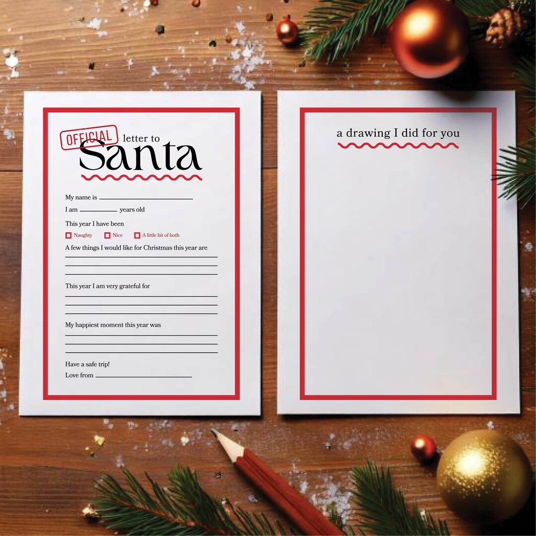 Kids Santa Letter Printable Fill-in-the-blank Christmas Wish List ...