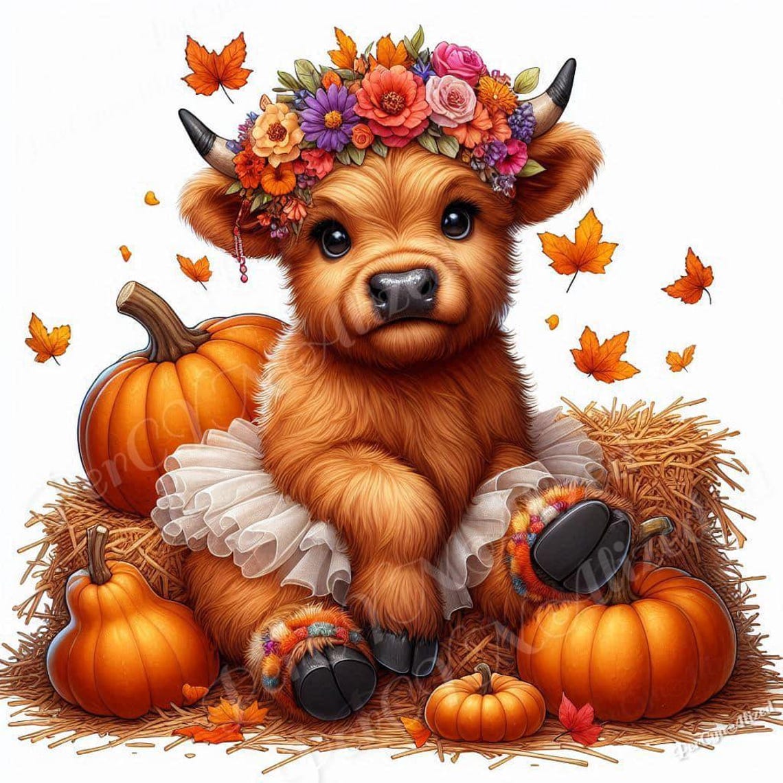 Autumn Baby Highland Cow Clipart - Etsy