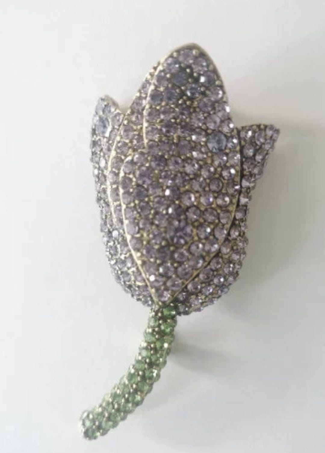 Vintage Heidi Daus Large Light Purple Tulip Flower Crystals Brooch Pin ...