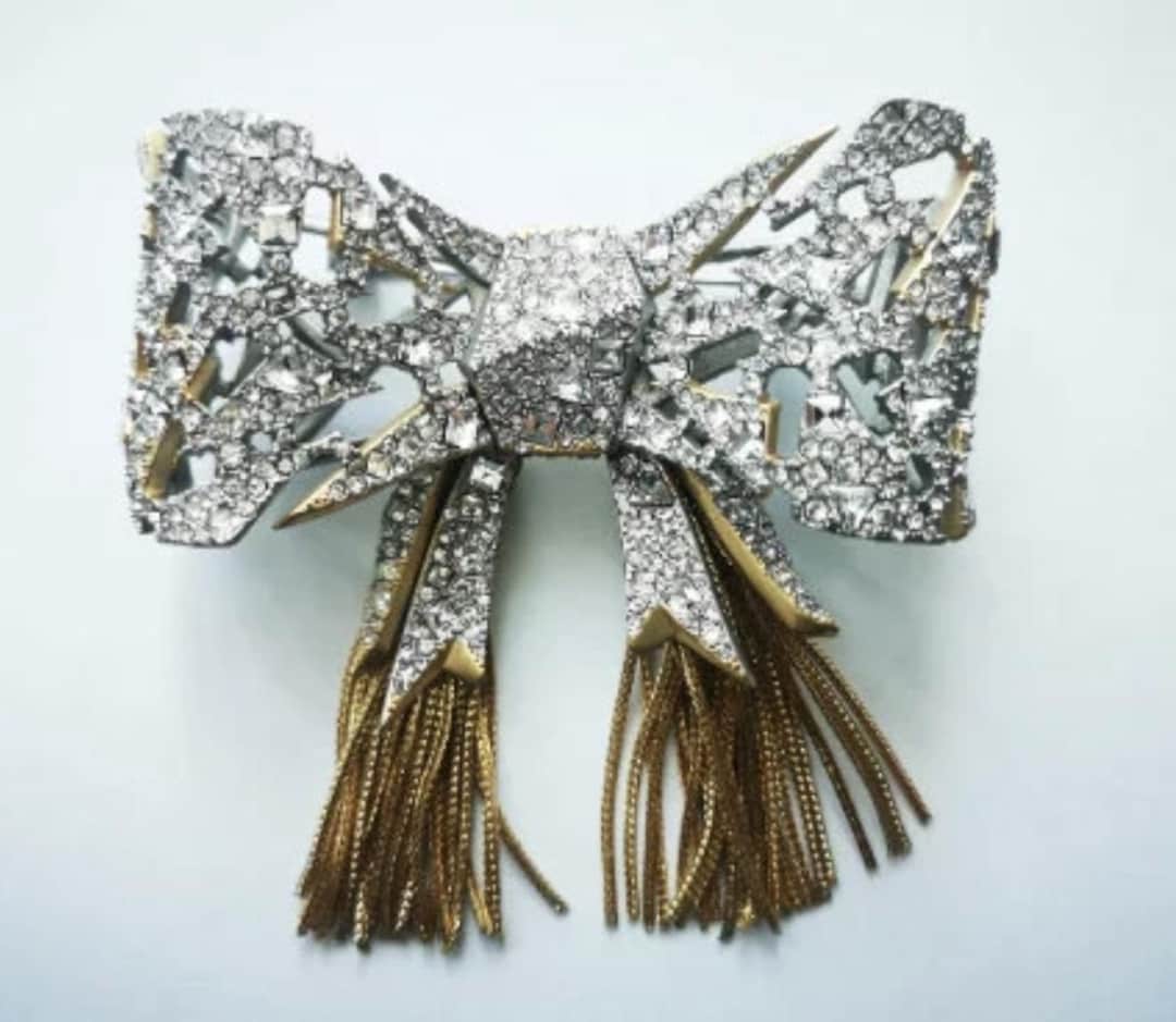 Vintage Alexis Bittar Large Crystals Ribbon Brooch Pin Rare Finds ...