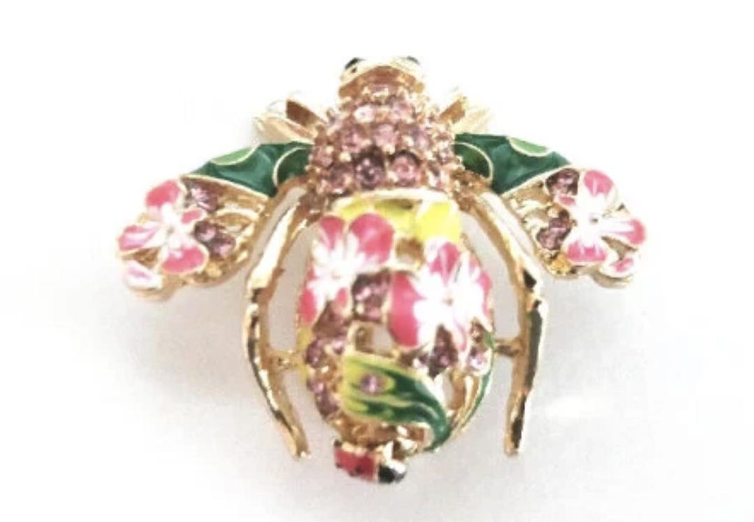 Vintage Joan Rivers Pink Floral Bee Pin Brooch Rare Finds Collectibles ...