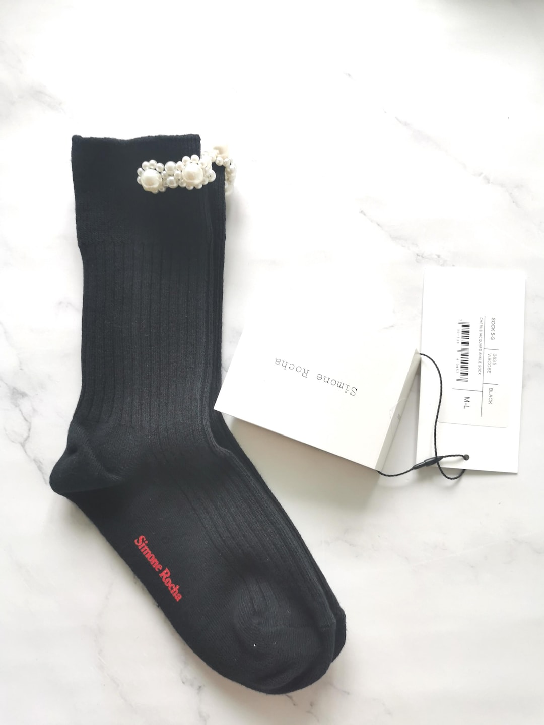 Vintage SR Black Pearl Calf Crew Runway Socks Ballet Socks Simone Rocha ...