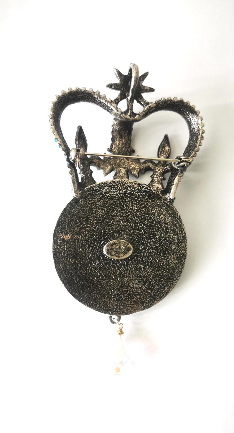Vintage Kirks Folly Large Crown Moon Face Brooch Pin Rare Finds ...