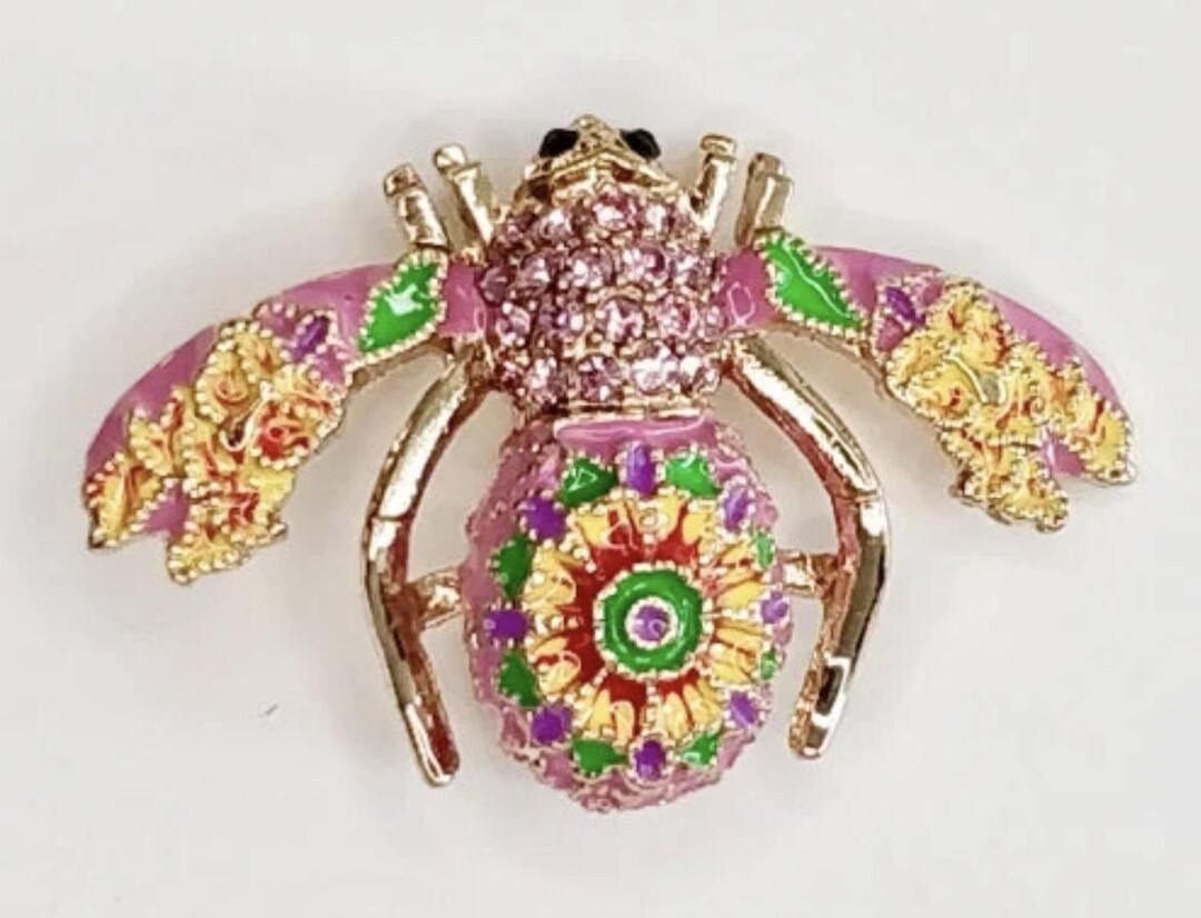 Vintage Joan Rivers Pink Floral Bee Pin Brooch Rare Finds Collectibles ...