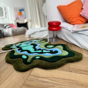 Wavy Rug Tufted – Abstract Irregular Rug Bedroom, Boho Home Décor, 3D ...