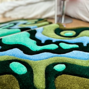 Wavy Rug Tufted – Abstract Irregular Rug Bedroom, Boho Home Décor, 3D ...