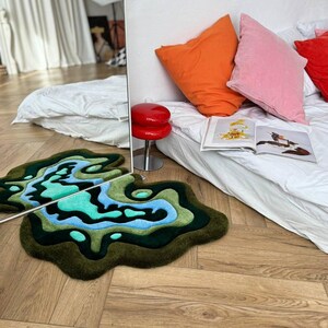 Wavy Rug Tufted – Abstract Irregular Rug Bedroom, Boho Home Décor, 3D ...