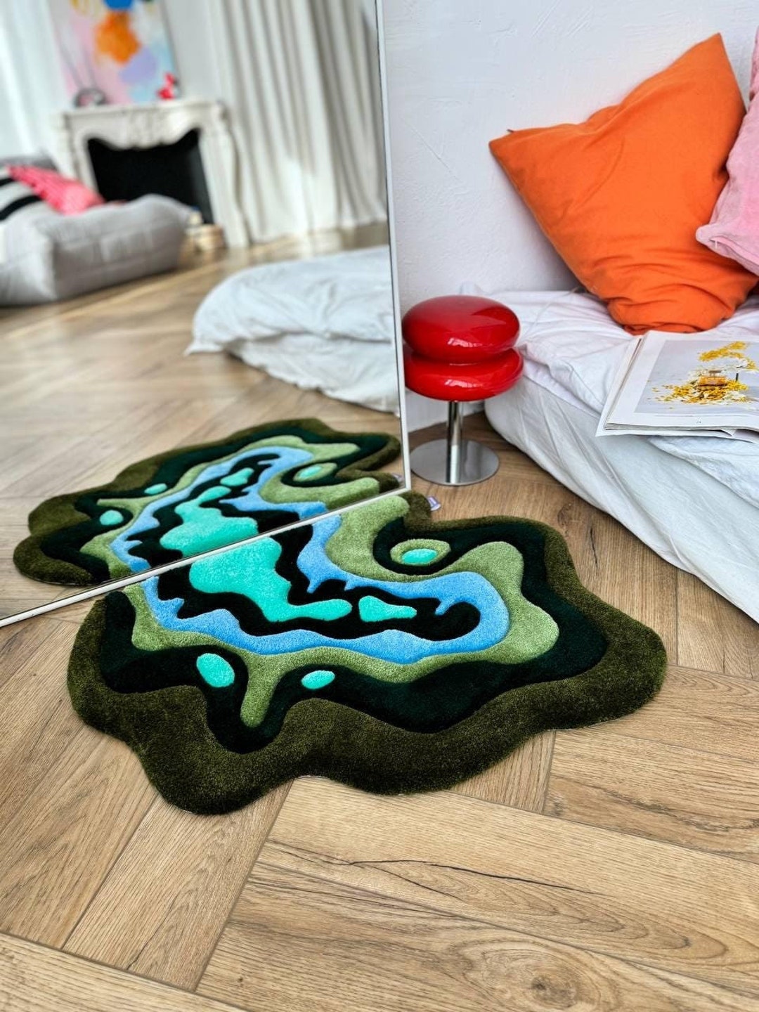 Wavy Rug Tufted – Abstract Irregular Rug Bedroom, Boho Home Décor, 3D ...