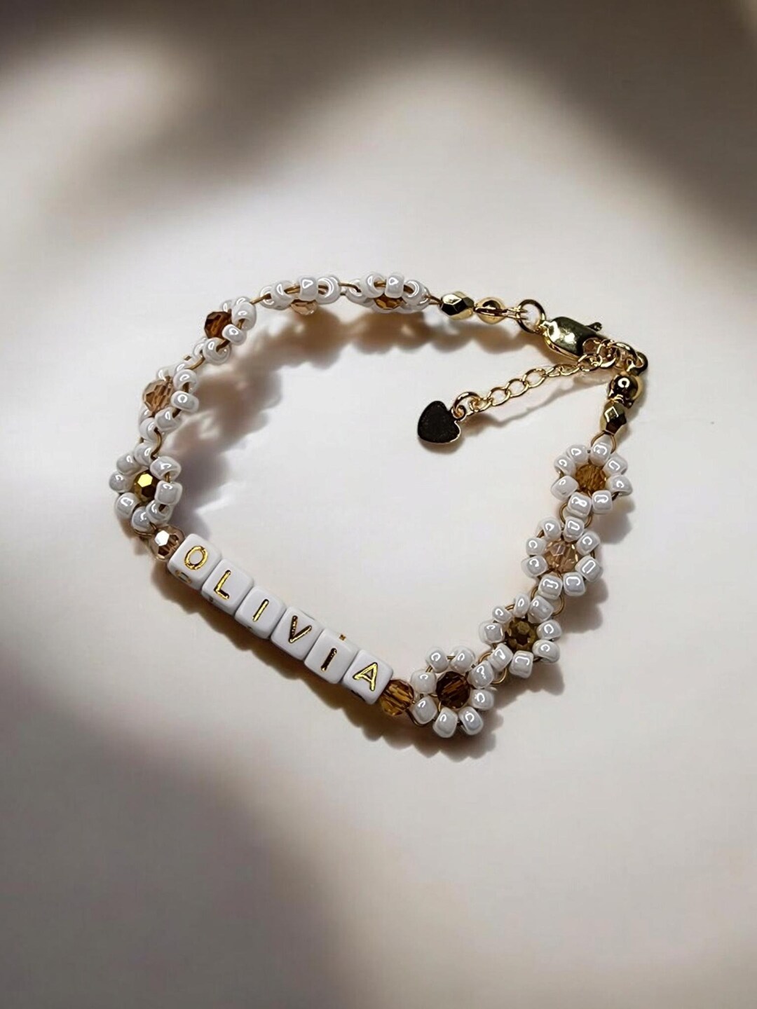 Personalized Daisy Bracelet Beaded - Daisy Flower Bracelet, Daisy Gifts ...