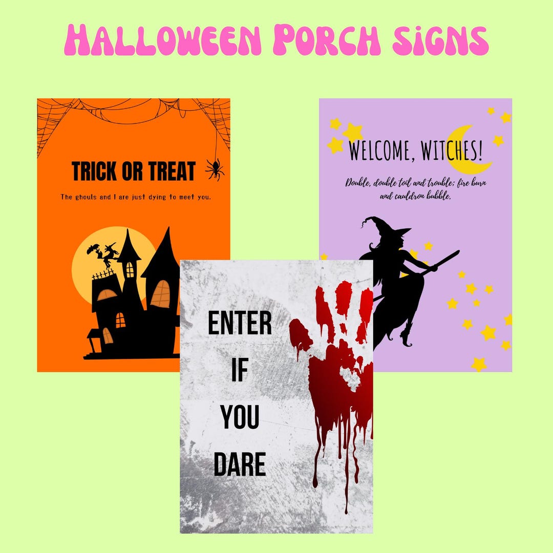 Spooky Halloween Porch Sign Bundle / Printable Halloween Porch Decor ...