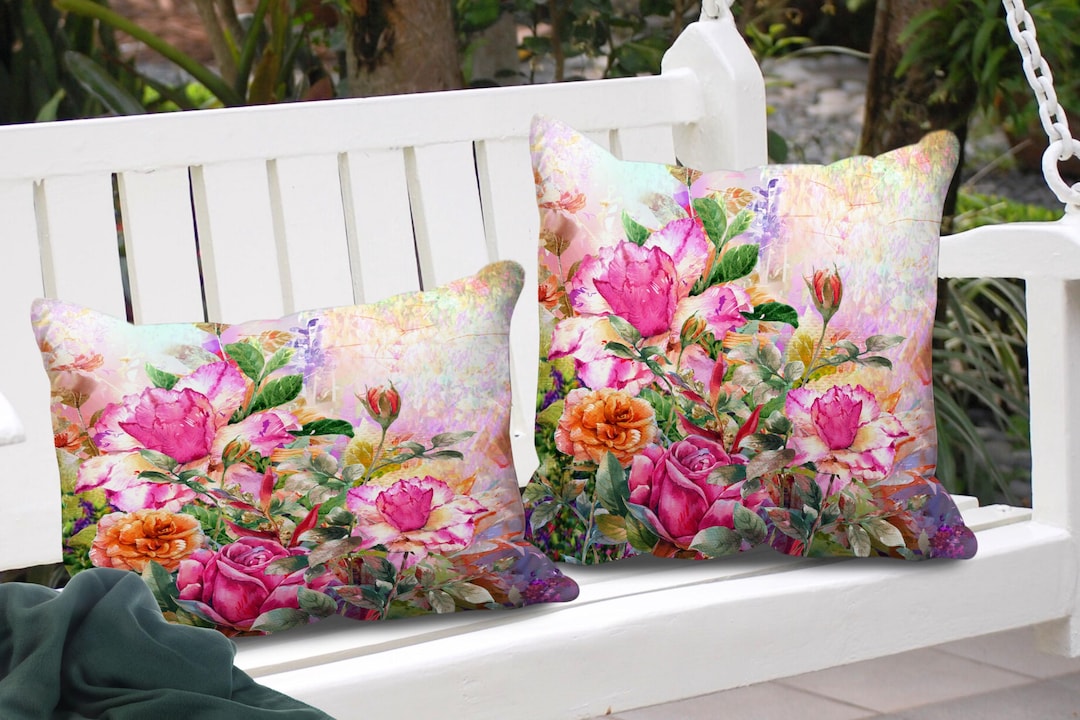 Floral Outdoor Pillows, Garden Decor, Home Accessories, Patio Cushion ...