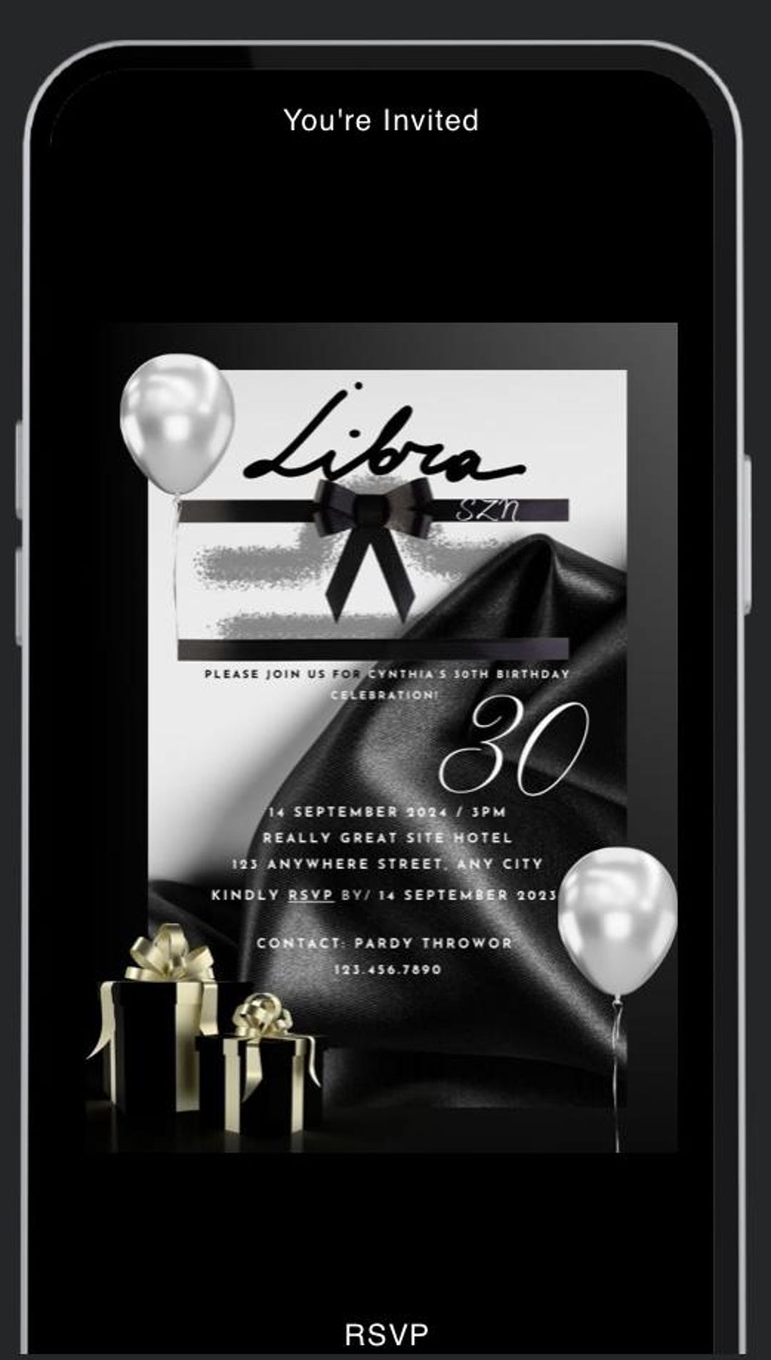 Luxury Birthday Party Digital Invitation Template (RSPV Link and QR ...