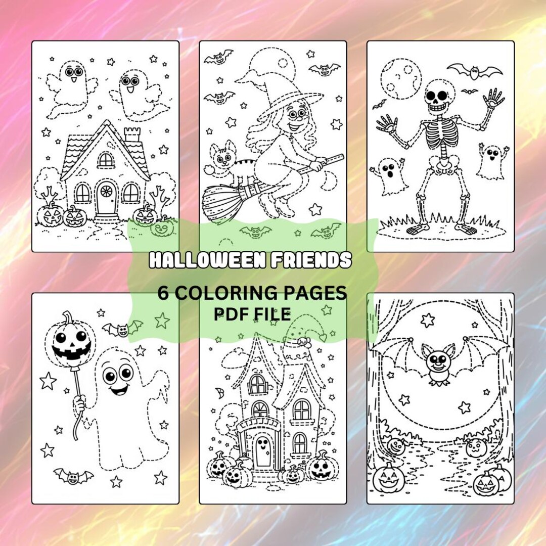 Halloween Friends Coloring Book for Kids – Cute Ghosts, Witches, and ...