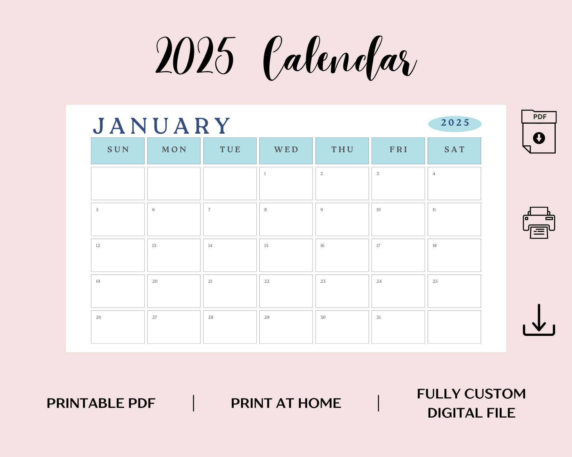 2025 Custom Printable Calendar - Etsy