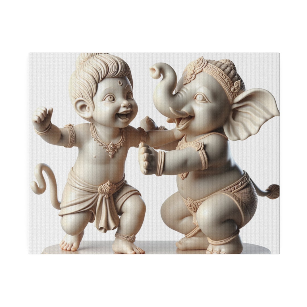 Playful Ganesha and Hanuman Matte Canvas, Stretched, 0.75 Ganesha - Etsy
