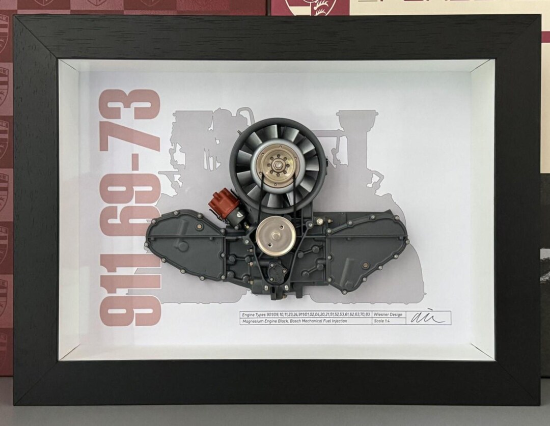 Porsche Engine 911 Magnesium Model Cutaway. Box Framed in 1:4 Scale ...