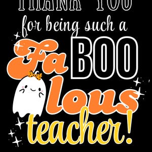 Printable Faboolous Teacher Halloween Gift Tag, School Halloween Party ...
