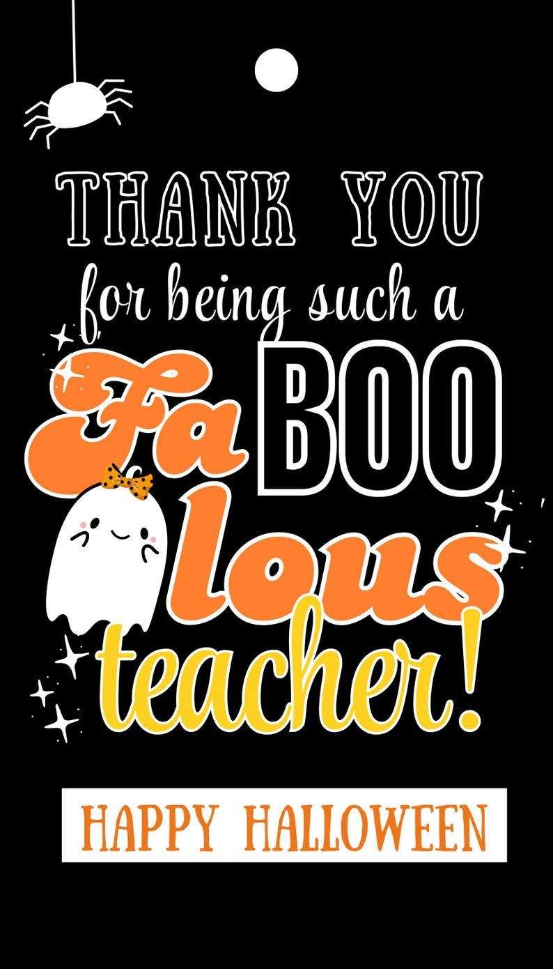 Printable Faboolous Teacher Halloween Gift Tag, School Halloween Party ...