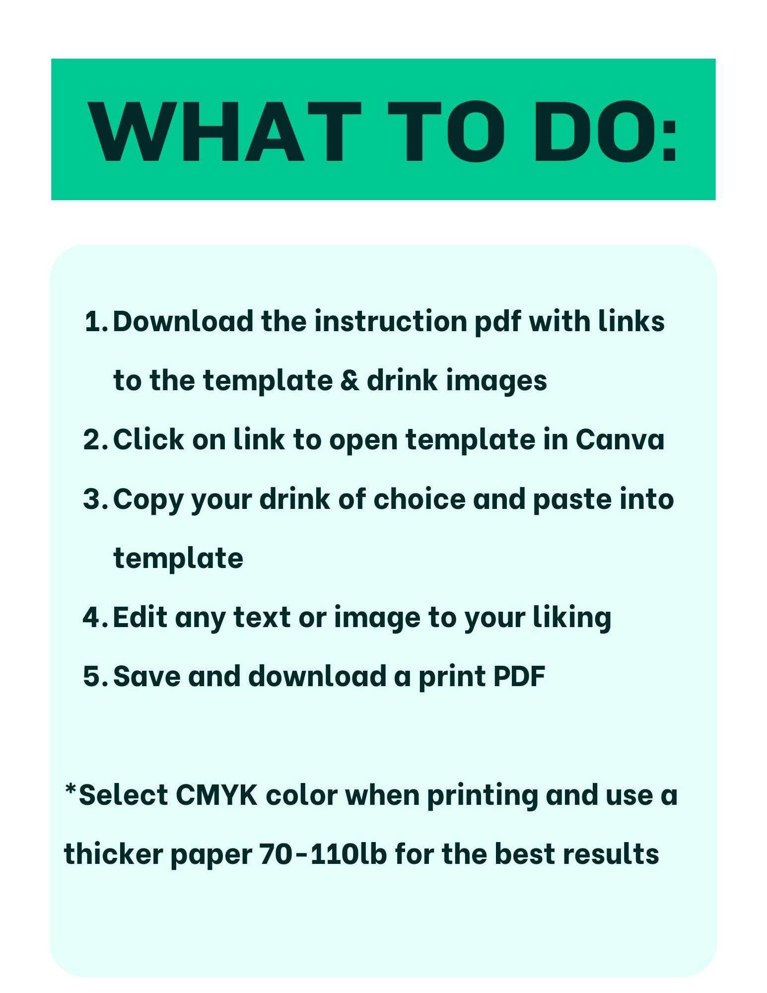 Signature Drink Sign Template, 6 TEMPLATES to Choose From Customizable ...