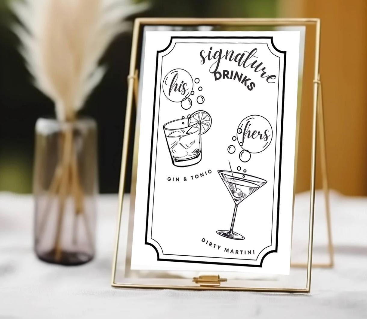 Signature Drink Sign Template, 6 TEMPLATES to Choose From Customizable ...