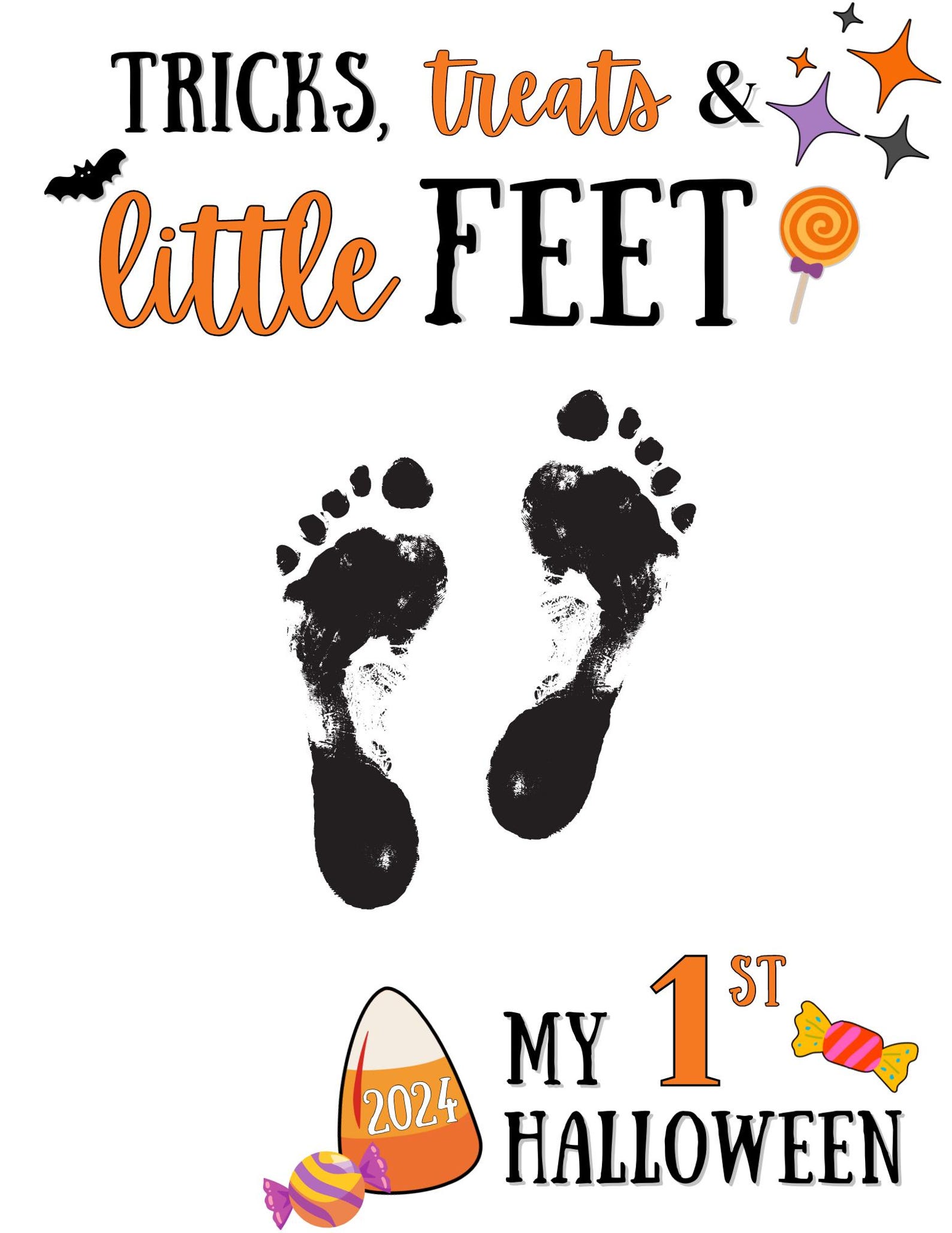 Personalized Baby's First 1st Halloween Footprint Art DIY Craft ...