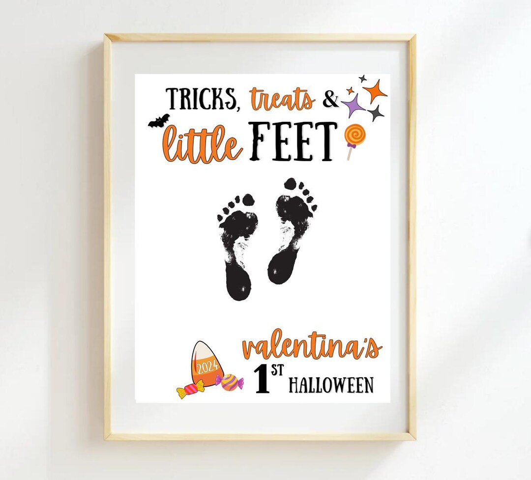 Personalized Baby's First 1st Halloween Footprint Art DIY Craft ...