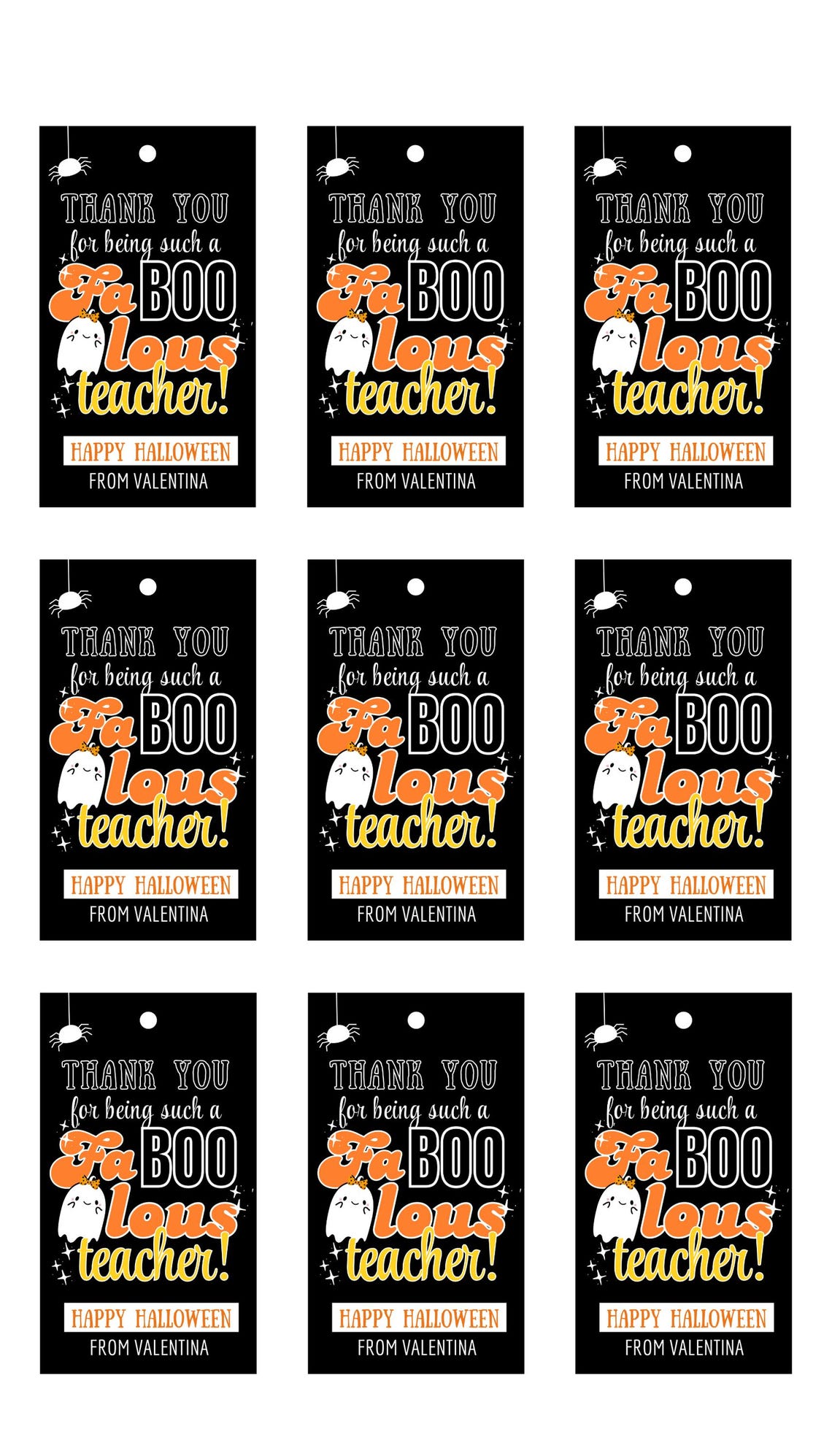 Printable Faboolous Teacher Halloween Gift Tag, School Halloween Party ...