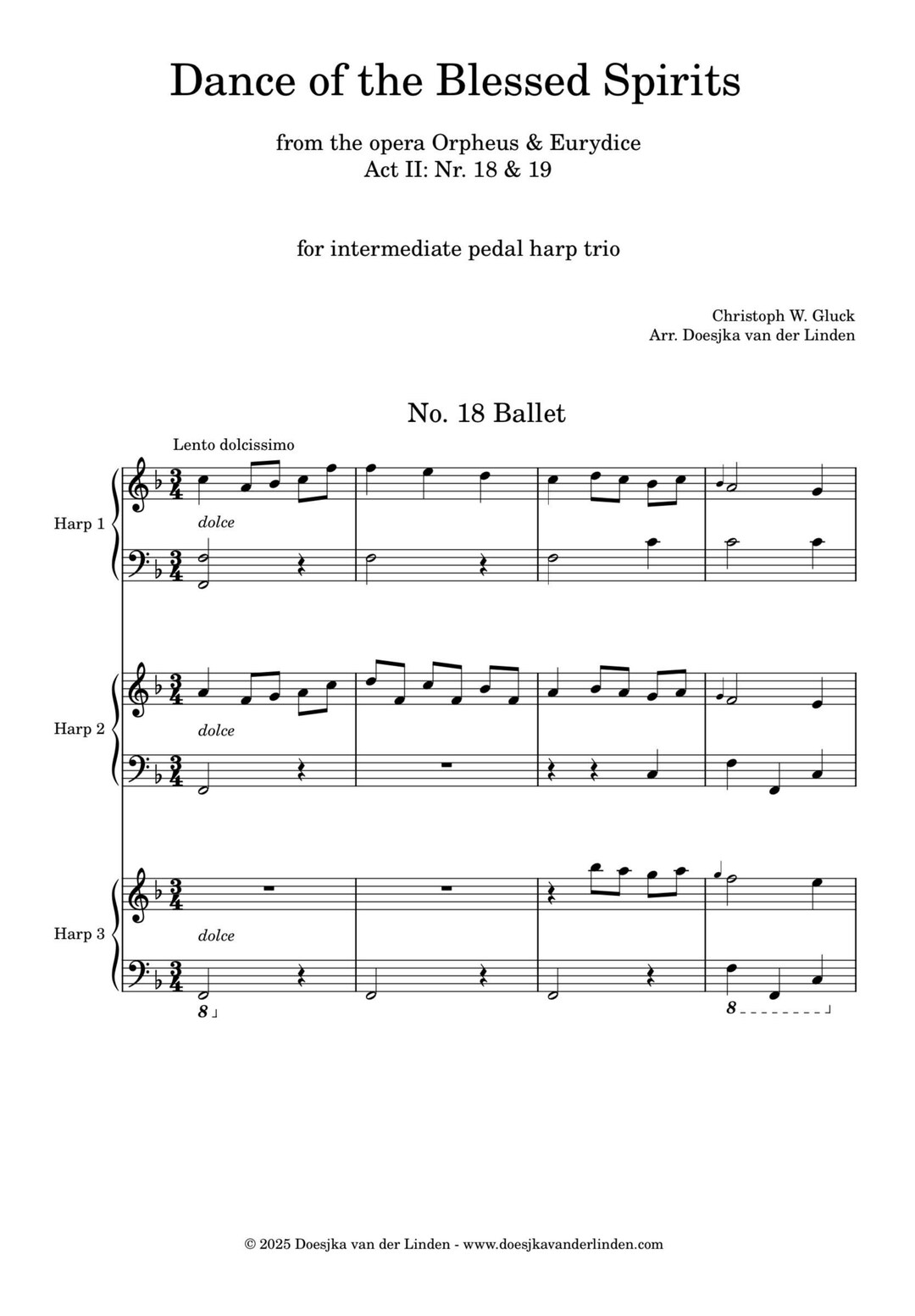 Dance of the Blessed Spirits (gluck) for PEDAL Harp TRIO. - Etsy