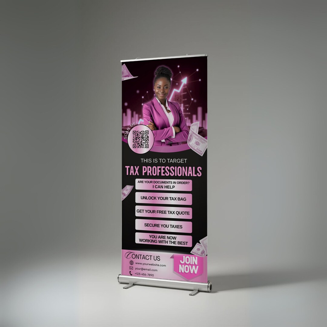 Editable Tax Preparer Roll up Banner Template, Canva Design (33” X 80 ...