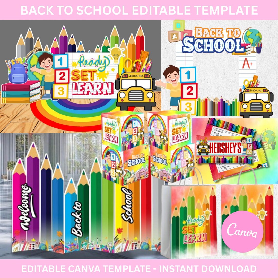 Ready Set Learn Back to School Template, Crayon Classroom Party Decor ...