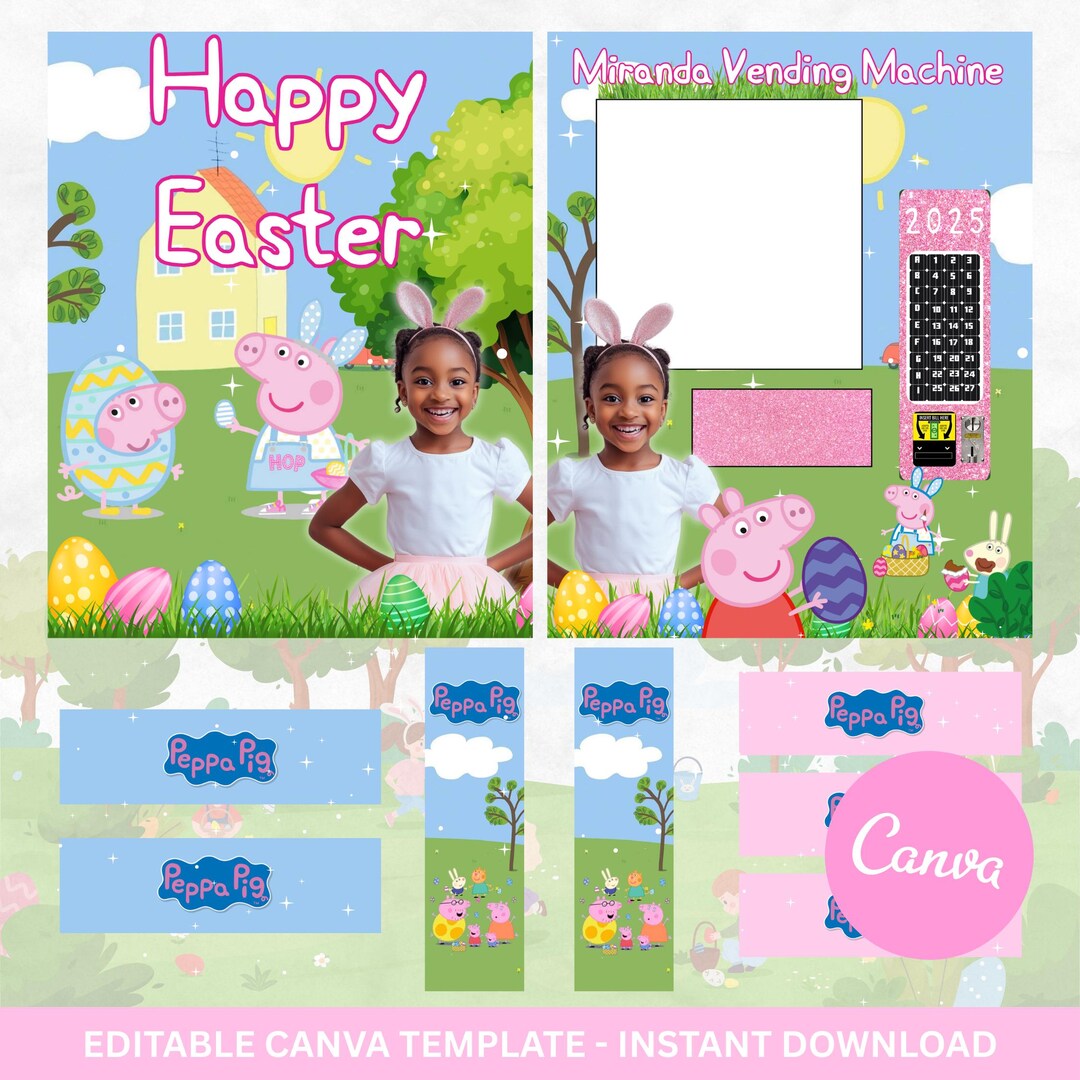 Cartoon Pig Easter Vending Machine Game, Printable Party Activity ...