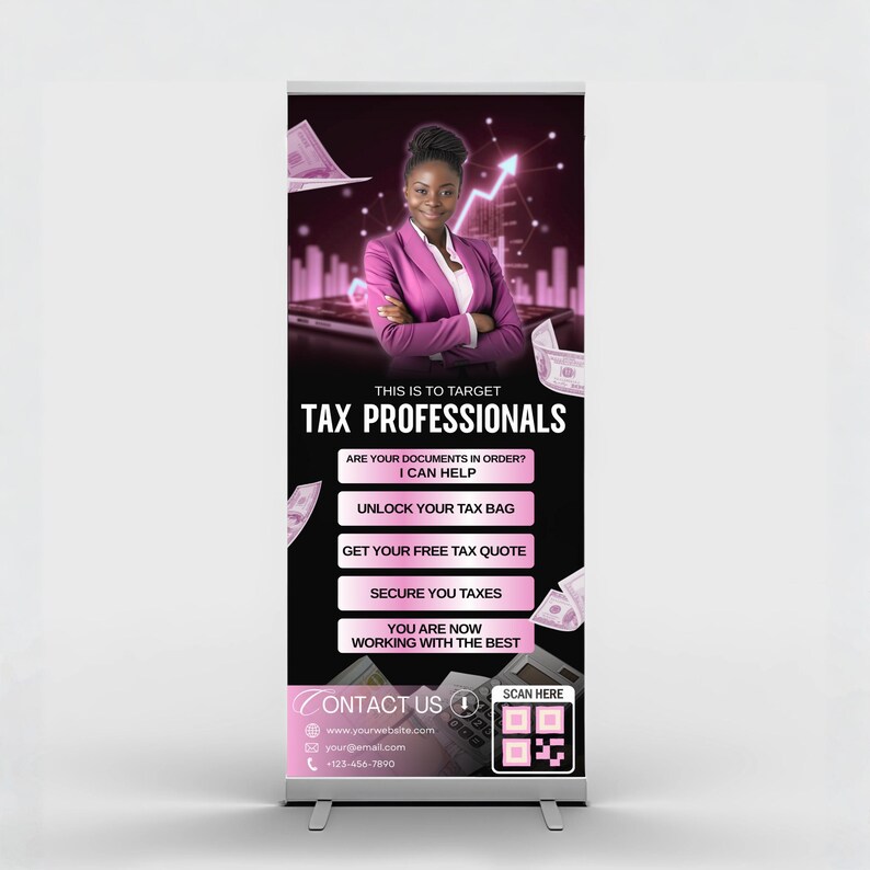 Editable Tax Preparer Roll up Banner Template, Canva Design (33” X 80 ...