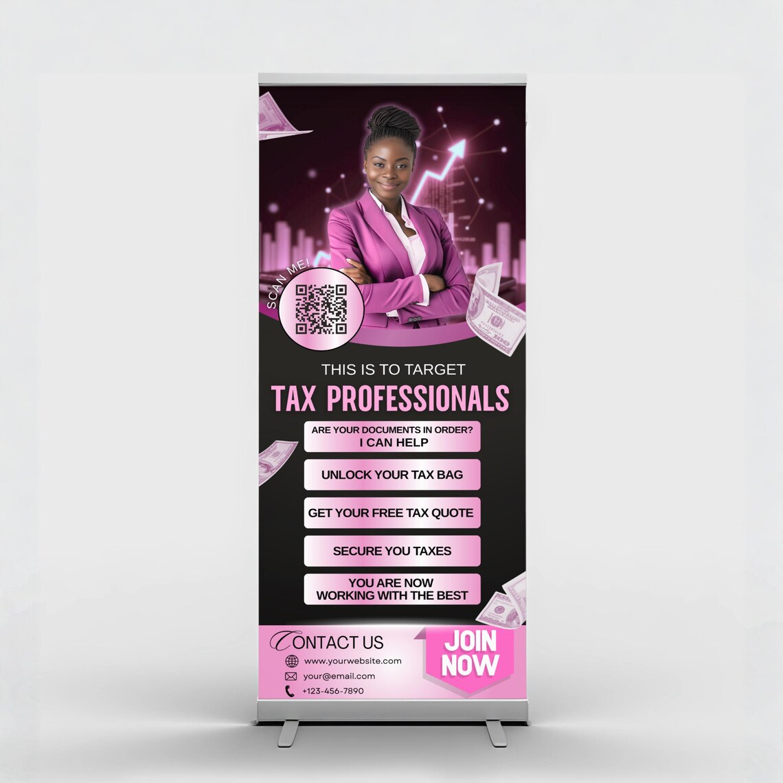 Editable Tax Preparer Roll up Banner Template, Canva Design (33” X 80 ...