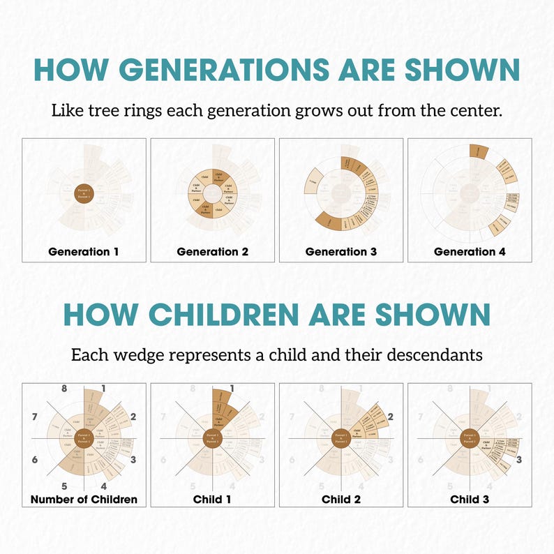 2-4 Generation Descendants Family Tree: Antique Style. Perfect Gift for ...