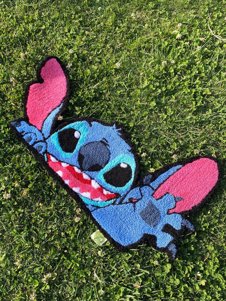 Stitch Cartoon Tufted Rug for Kids Room Play Areas Handmade Fluffy ...