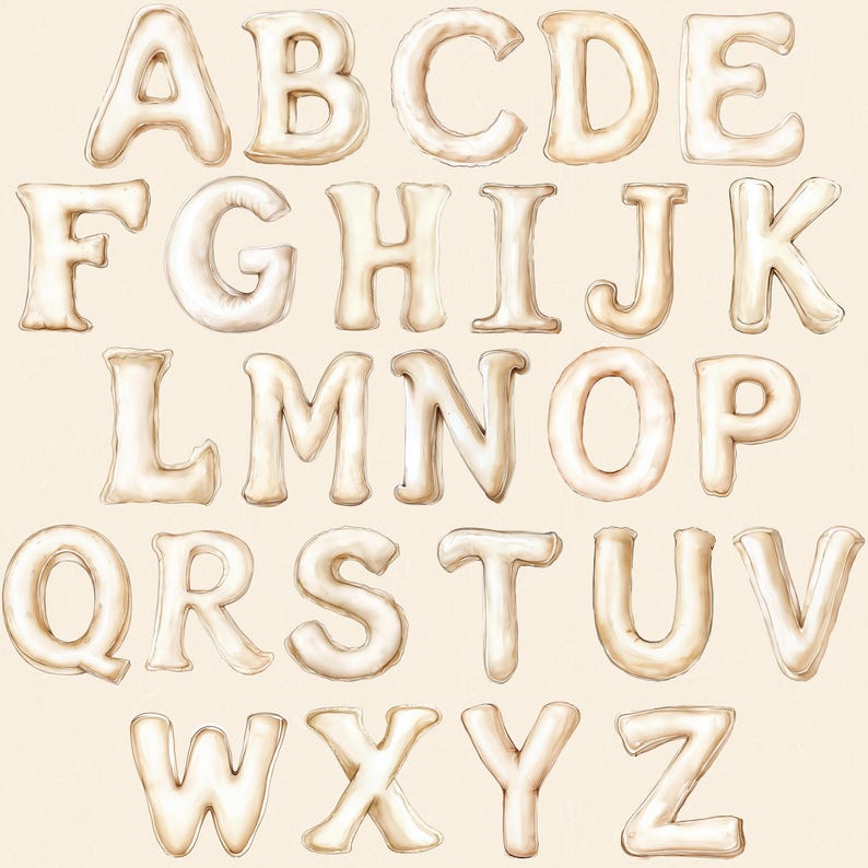 Alphabet Watercolor Clipart, Alphabet PNG, Baby Monthly Milestone ...